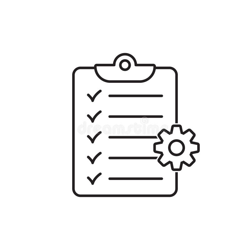 Clipboard with Gear Isolated Icon. Technical Support Check List Icon ...