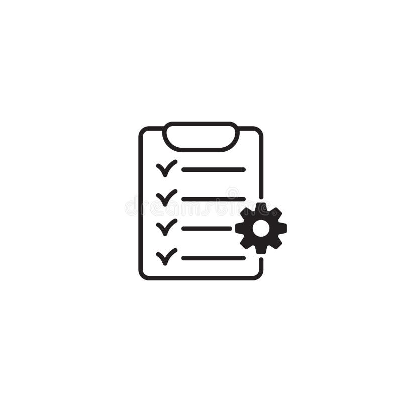 Clipboard with Gear Isolated Icon. Technical Support Check List Icon ...
