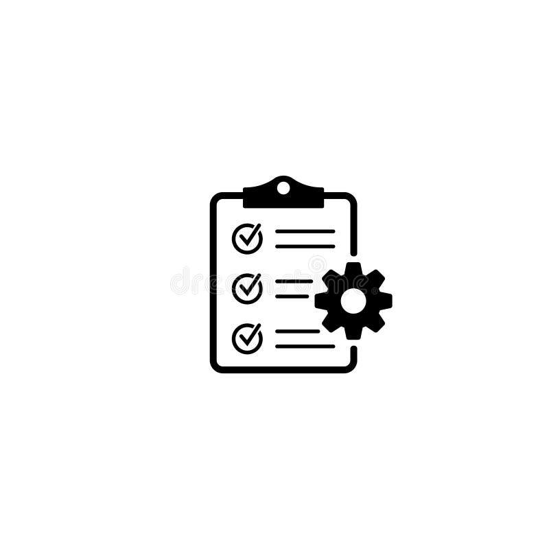 Clipboard with Gear Isolated Icon. Technical Support Check List Icon ...