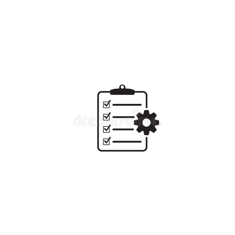 Clipboard with Gear Isolated Icon. Technical Support Check List Icon ...