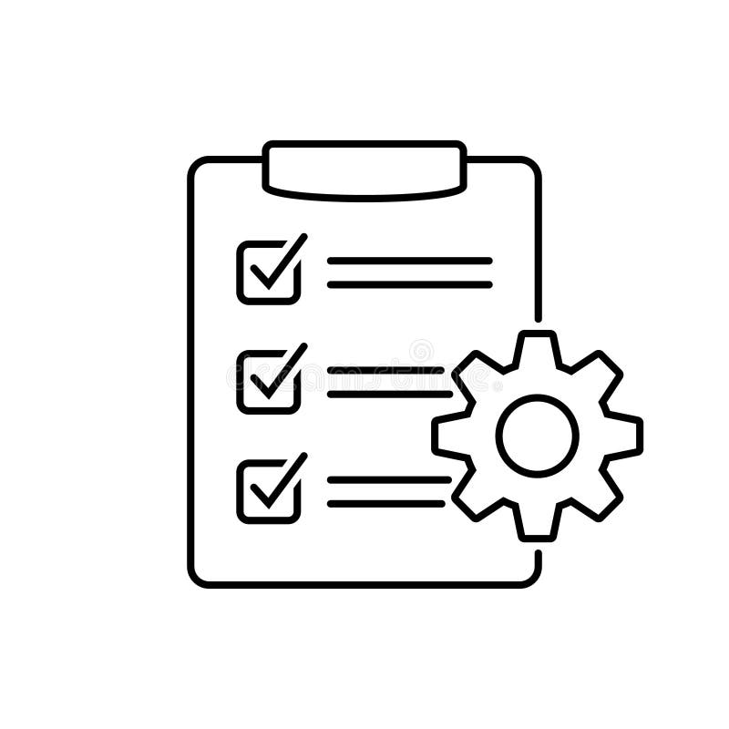 Clipboard with Gear Isolated Icon. Technical Support Check List Icon ...