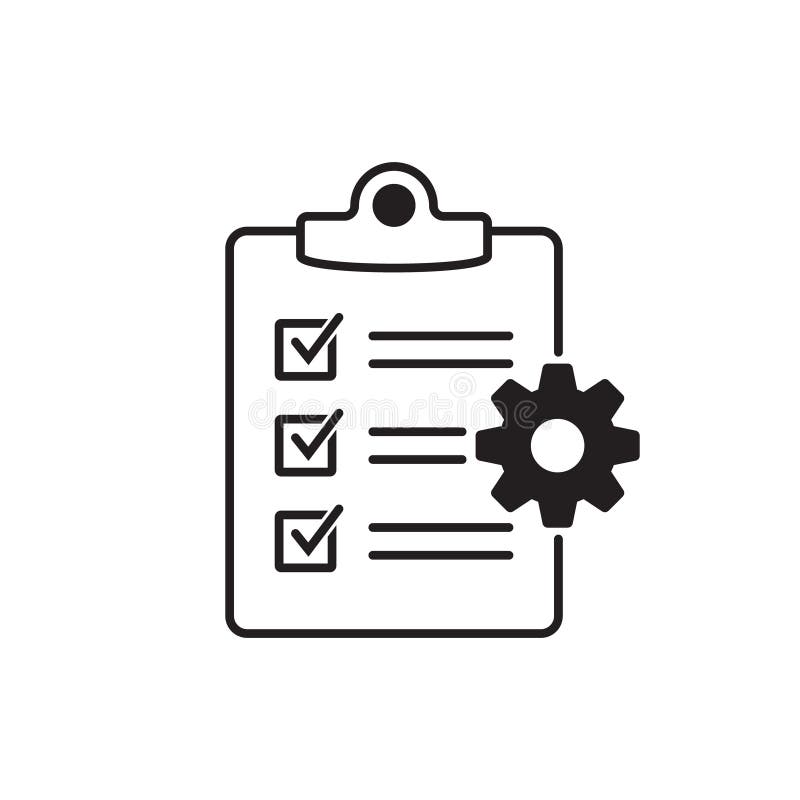 Clipboard with Gear Isolated Icon. Technical Support Check List Icon ...