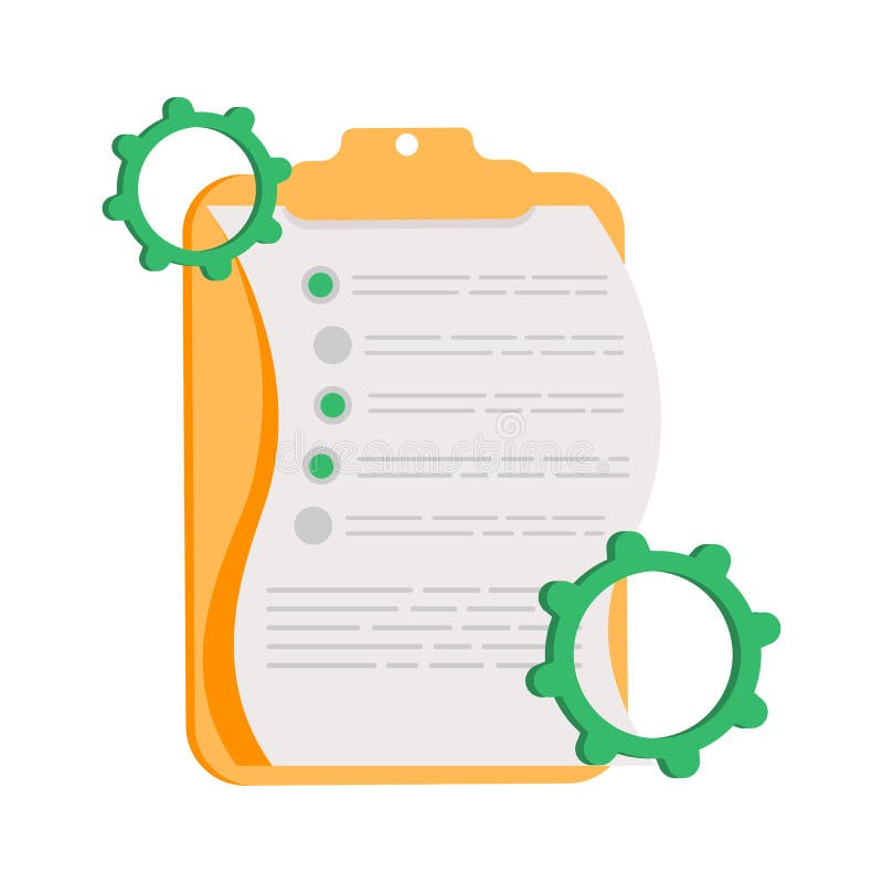 Clipboard with Gear Isolated Icon. Technical Support Check List Icon ...