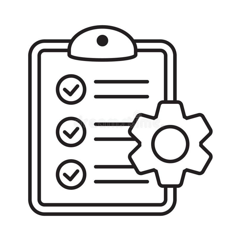Clipboard with Gear Isolated Icon. Technical Support Check List Icon ...