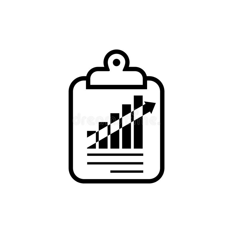 Clipboard with Graph Chart Icon Isolated on White Background Stock ...