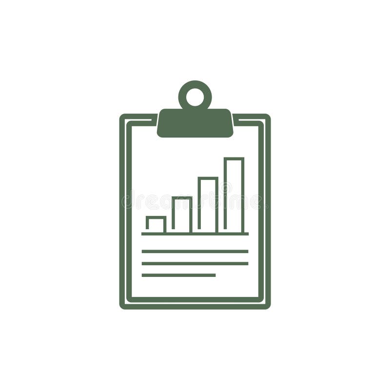 Clipboard with Graph Chart Icon Isolated on White Background Stock ...
