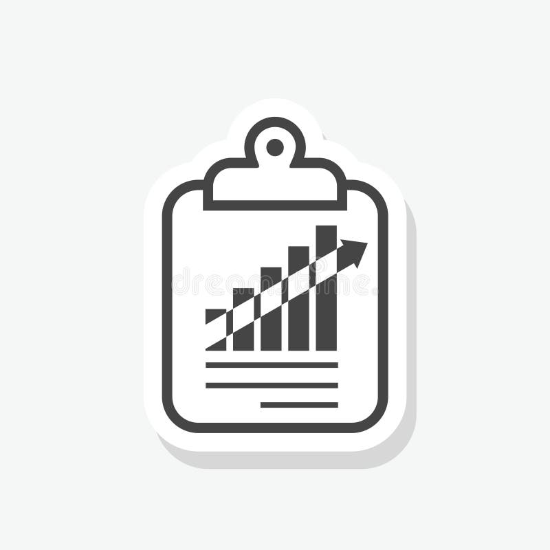 Clipboard with Graph Chart Sticker Icon Isolated on White Background ...