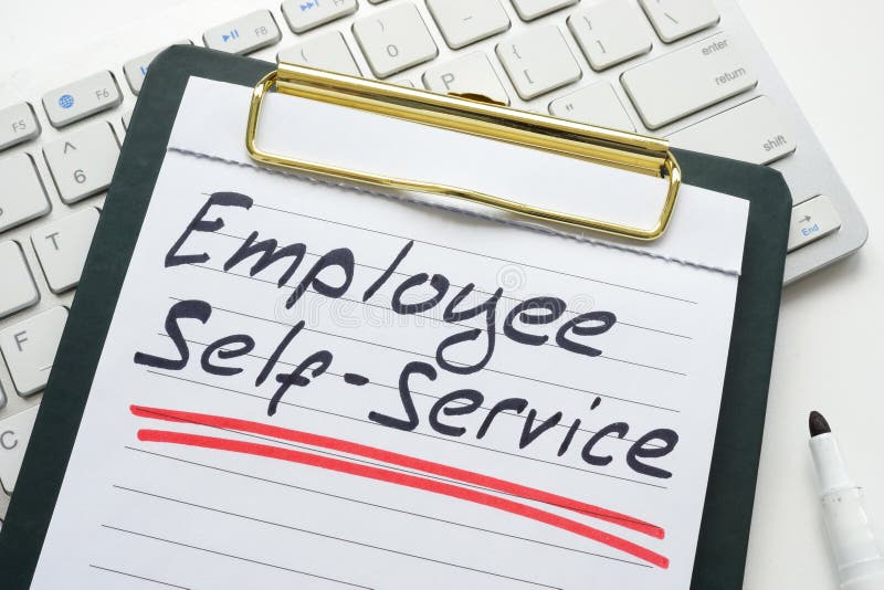 Clipboard with Handwritten Mark Employee Self-service. Stock Image ...