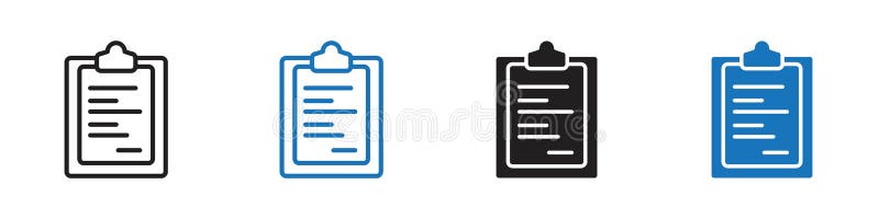 Clipboard Icon Linear Graphics Set Vector in Black Stock Illustration ...
