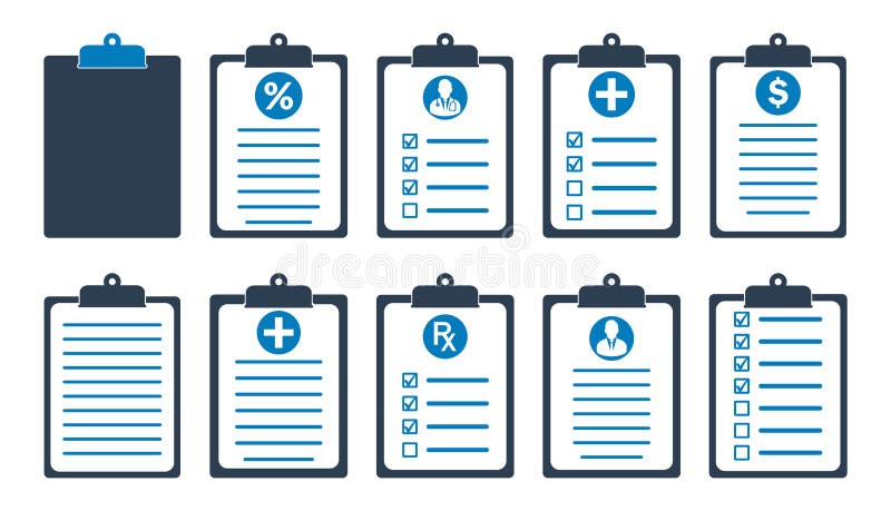 Clipboard Icon set. stock vector. Illustration of design - 147651167