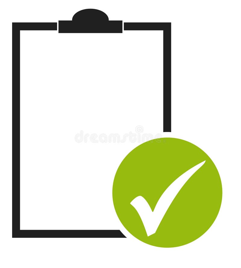 Clipboard Icon and Tick in Green Circle Stock Illustration ...