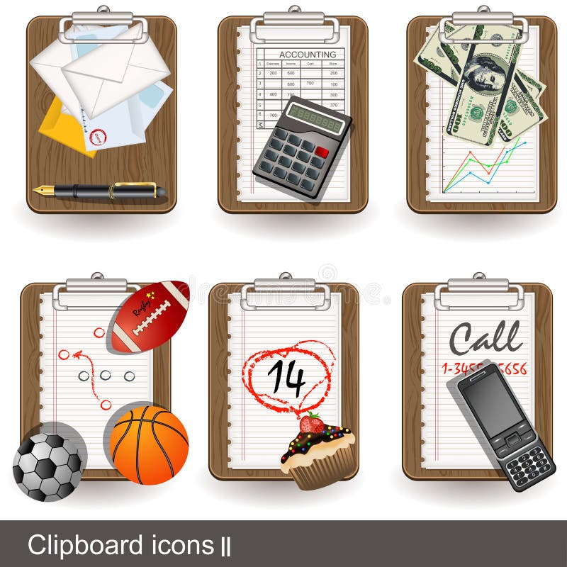 Clipboard icons 2 stock vector. Illustration of detailed - 23835530