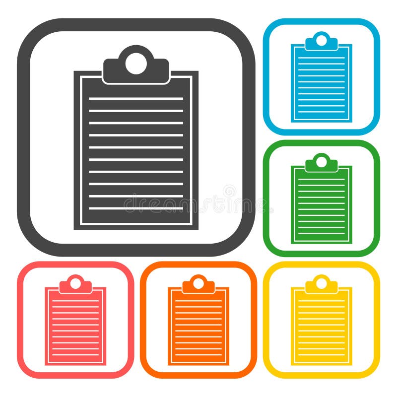 Clipboard icons set stock illustration. Illustration of button - 84809061