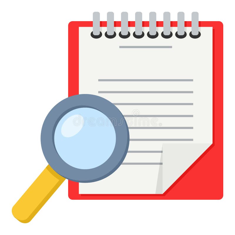 Clipboard and Magnifying Glass Flat Icon Stock Vector - Illustration of ...