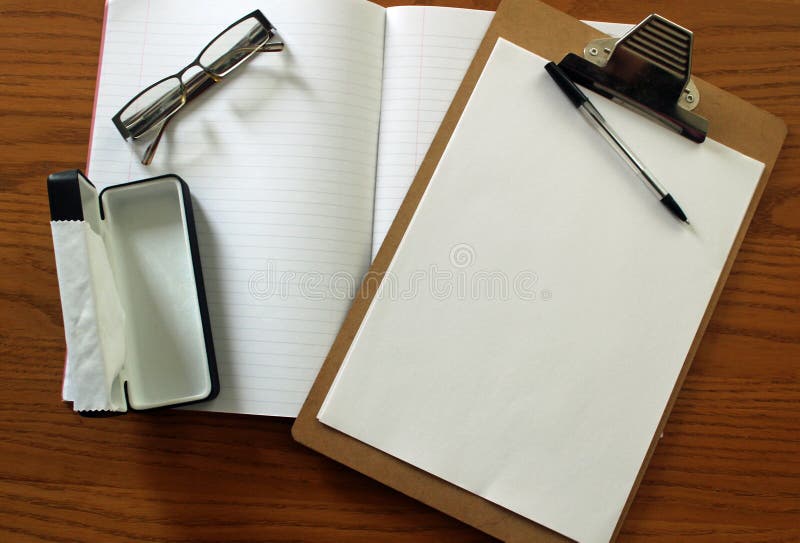 Clipboard on Desk in Office Stock Image - Image of copy, glasses: 183057417
