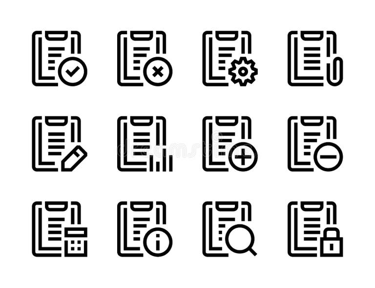 Clipboard, Notepad and Task Board Editable Stroke Line Vector Icons ...