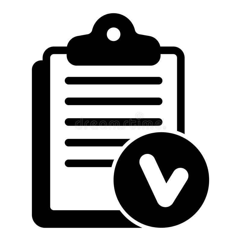 Clipboard with Notes and Approval Emblem Solid Icon, Clinical Research ...