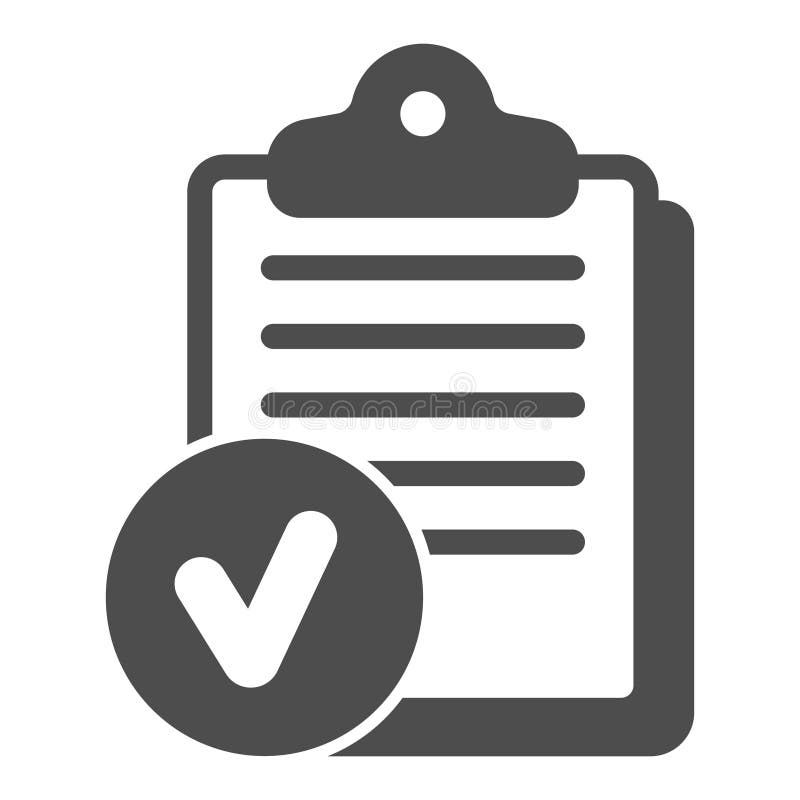 Clipboard with Notes and Approval Emblem Solid Icon, Clinical Research ...