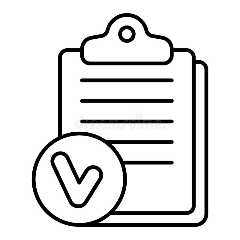 Clipboard with Notes and Approval Emblem Thin Line Icon, Clinical ...