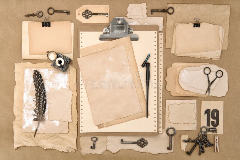 Clipboard Old Used Paper Scrapbooking Writing Tools Stock Photo - Image ...