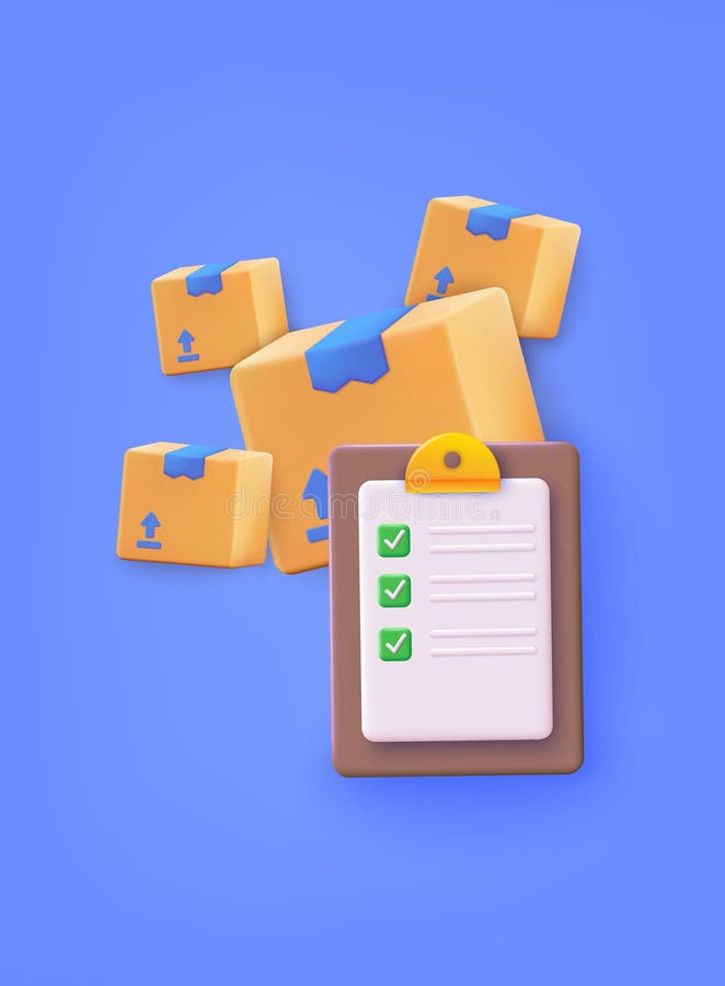 Clipboard on Package Checklist with Delivery Package Icon. Cardboard ...