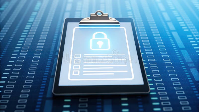 Clipboard with a Padlock Symbol Representing Digital Privacy and ...