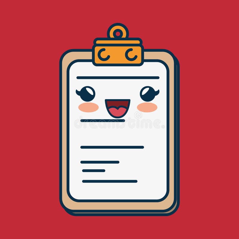 Clipboard Paper Character Handmade Drawn Stock Vector - Illustration of ...