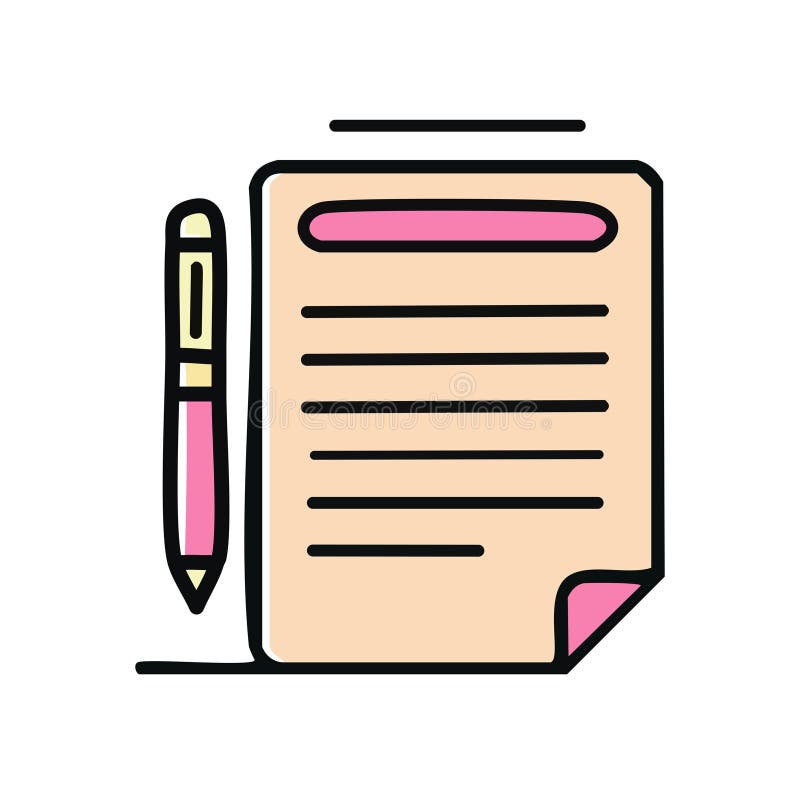 Clipboard with Pencil Icon in Pink Color Vector Illustration Stock ...