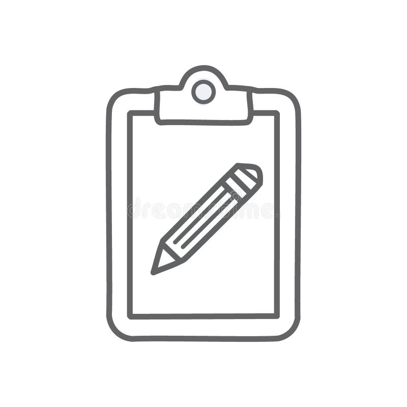 Clipboard Pencil Icon. Simple Line Art Icon of a Clipboard with a ...