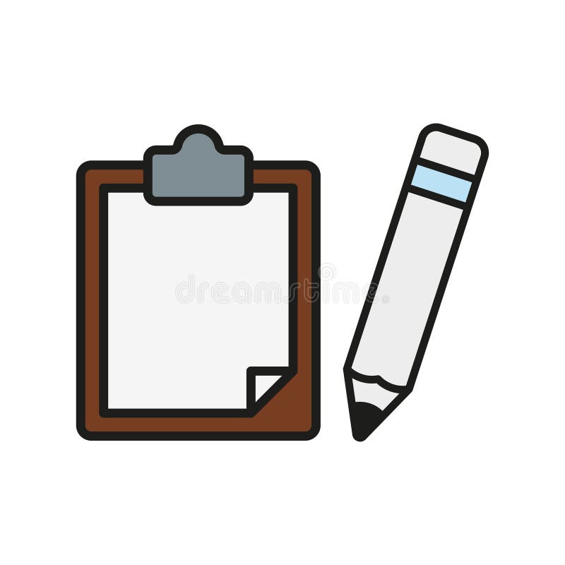 Clipboard Pencil Set Set Stationery Icon Vector Basic Design Stock ...