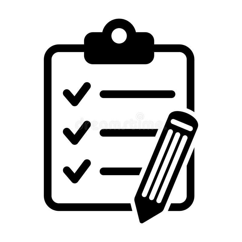 Clipboard Pencil Vector Icon. Black Illustration Isolated on White ...