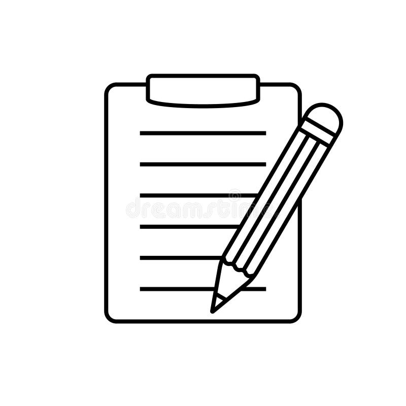 Clipboard Pencil Vector Icon. Black Illustration Isolated on White ...