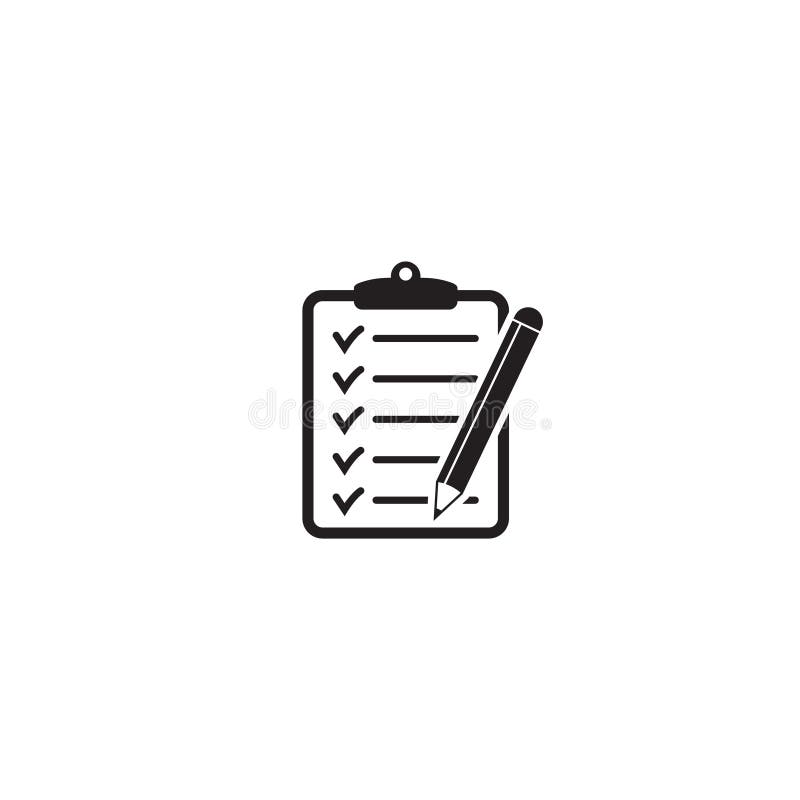 Clipboard Pencil Vector Icon. Black Illustration Isolated on White ...