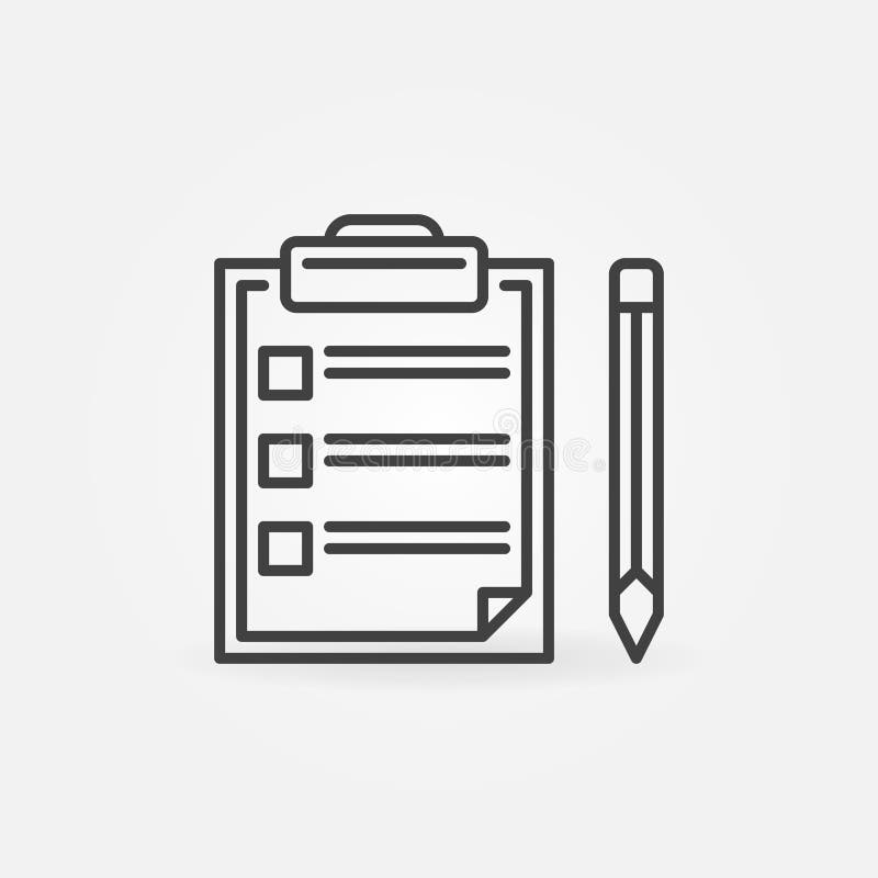 Clipboard with Pencil Vector Tasks Concept Outline Icon Stock Vector ...