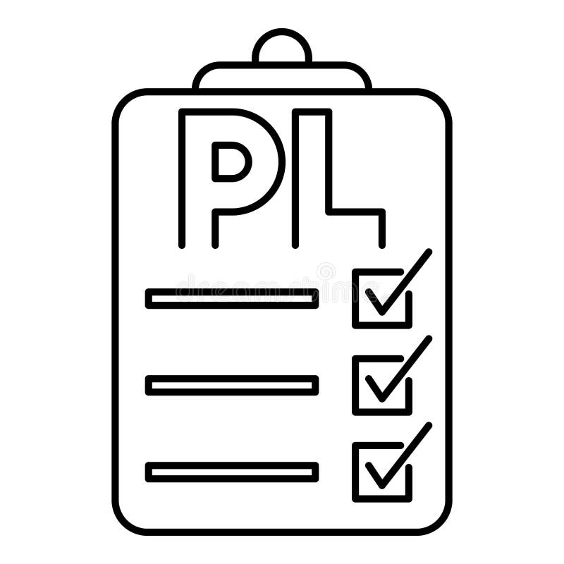 Clipboard with PL Icon, Outline Style Stock Illustration - Illustration ...