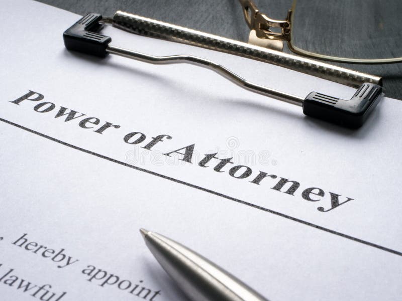 Clipboard with Power of Attorney and Pen for Signing. Stock Image ...