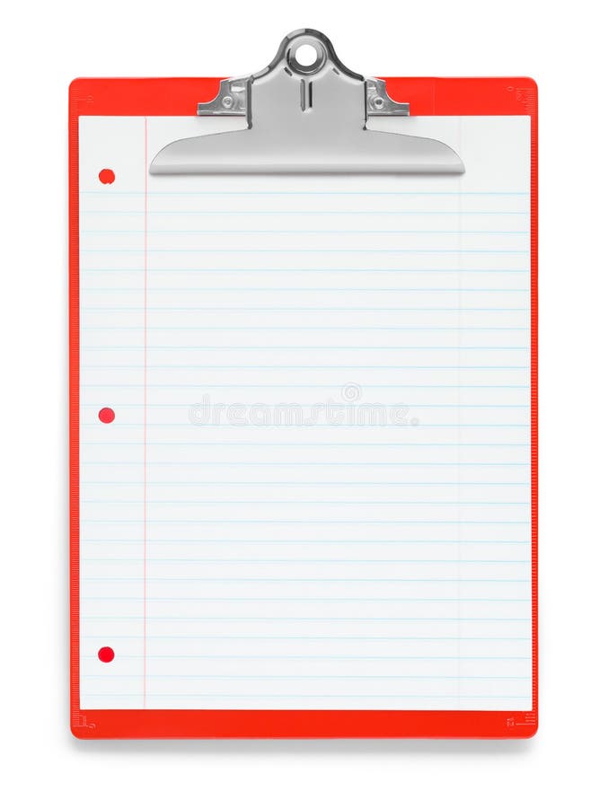 Clipboard Red Line Paper stock photo. Image of space - 96154962