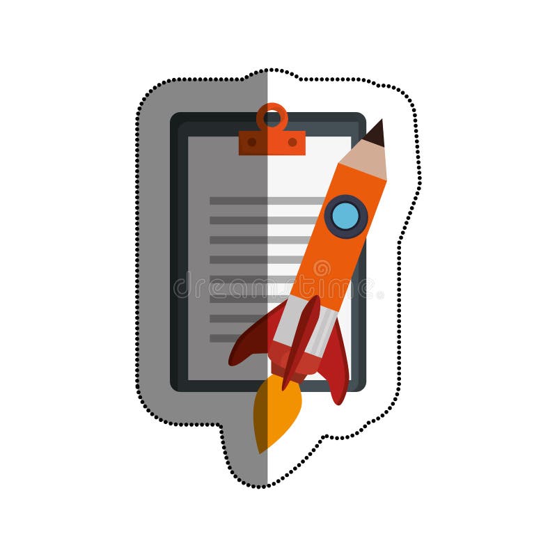 Clipboard with Rocket Pencil Isolated Icon Stock Illustration ...