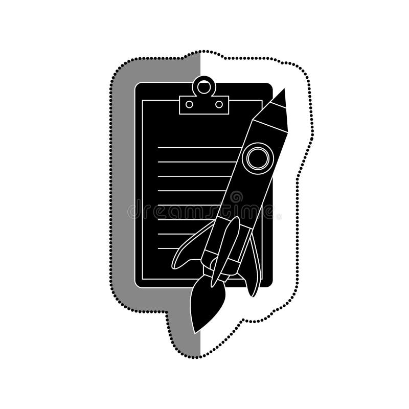 Clipboard with Rocket Pencil Isolated Icon Stock Illustration ...