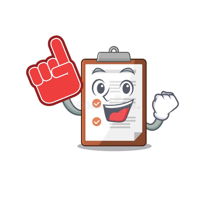 Clipboard Scroll Mascot Cartoon Style with Foam Finger Stock Vector ...