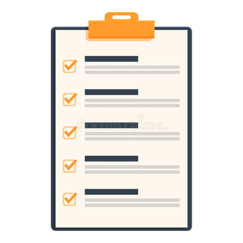 Clipboard Showing Checklist with All Items Checked Off Stock Vector ...