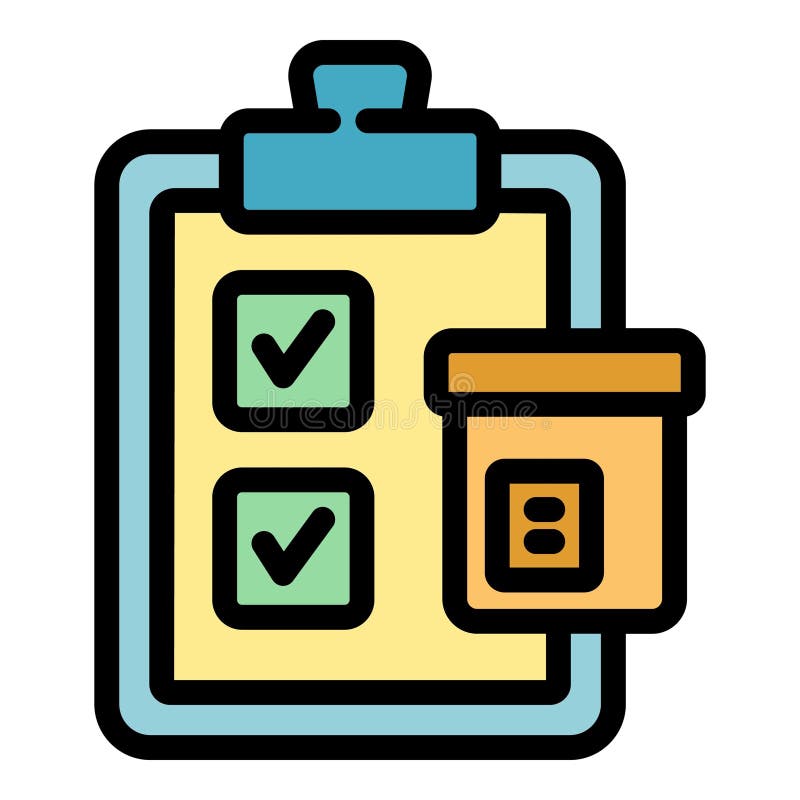 Clipboard Showing Checklist with Two Check Marks and Product Box for ...