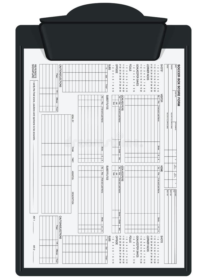 Clipboard with Soccer Box Score Sheet Stock Vector - Illustration of ...