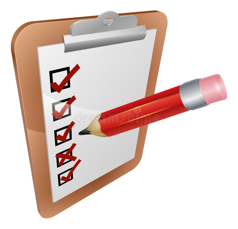 Clipboard Survey and Pencil Icon Stock Vector - Illustration of inspect ...