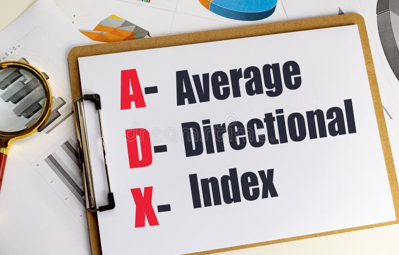 Clipboard with Text Average Directional Index Abbreviation on Financial ...
