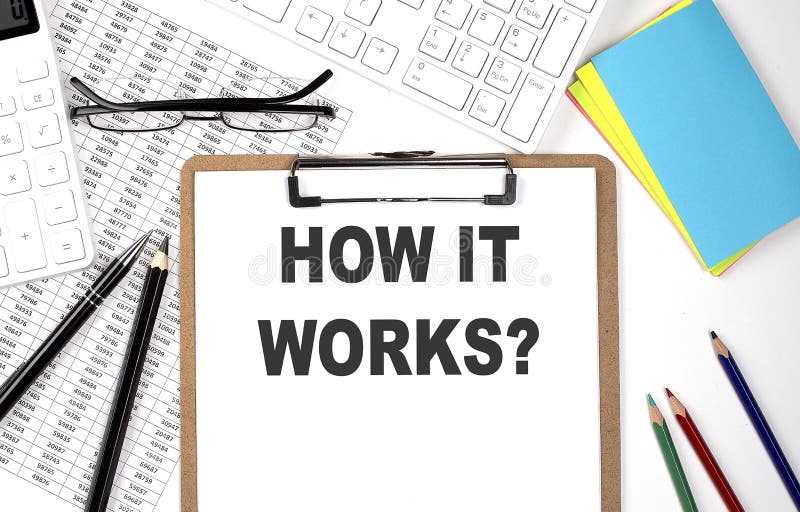 Clipboard with Text HOW it WORKS and Keyboard and Chart on White ...