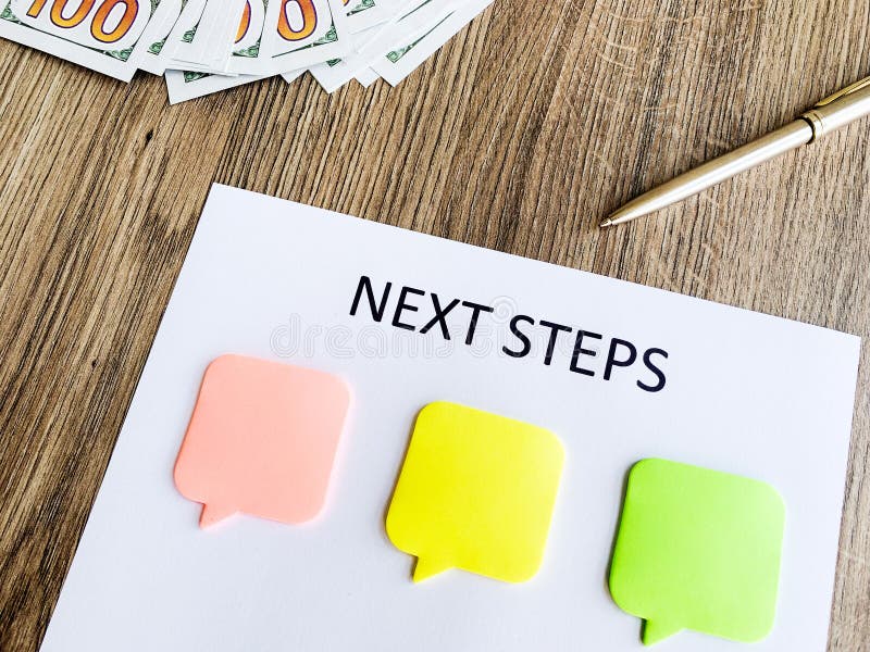 Clipboard with Text Next Step on Wood Desk. Stock Photo - Image of ...