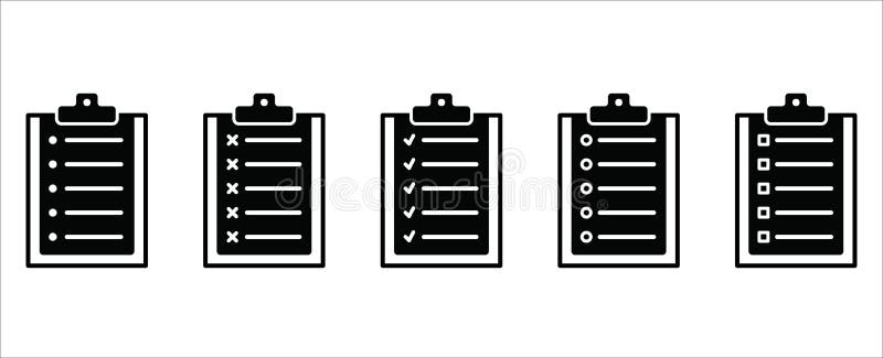 Clipboard Vector Icon Set. Task Check List Board with Check Mark, Dot ...