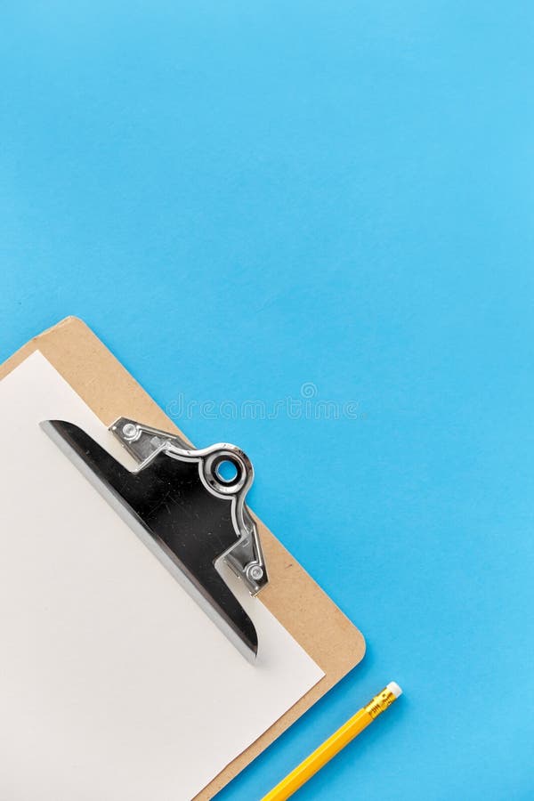 Clipboard with White Paper Sheet and Pencil Stock Image - Image of ...