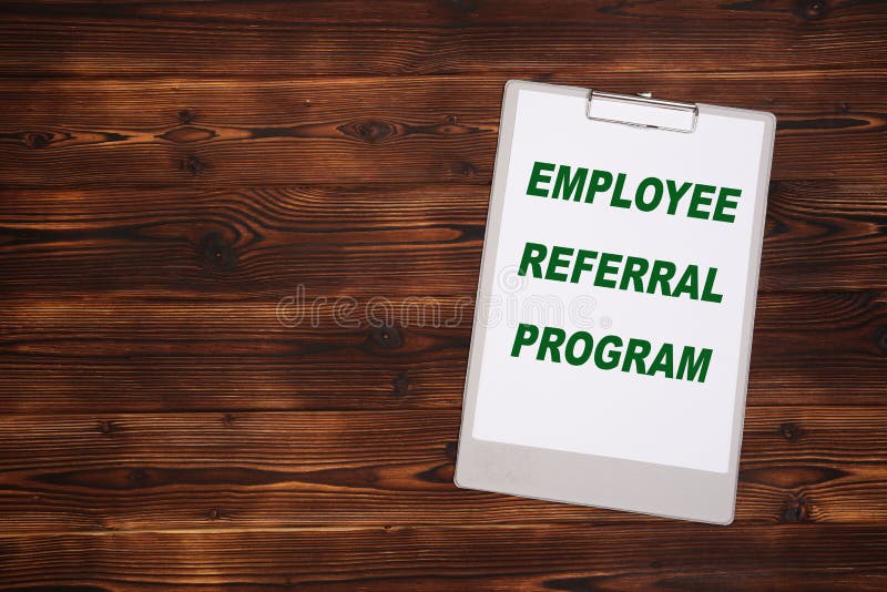 Clipboard with White Sheet on Wood Background. Employee Referral ...